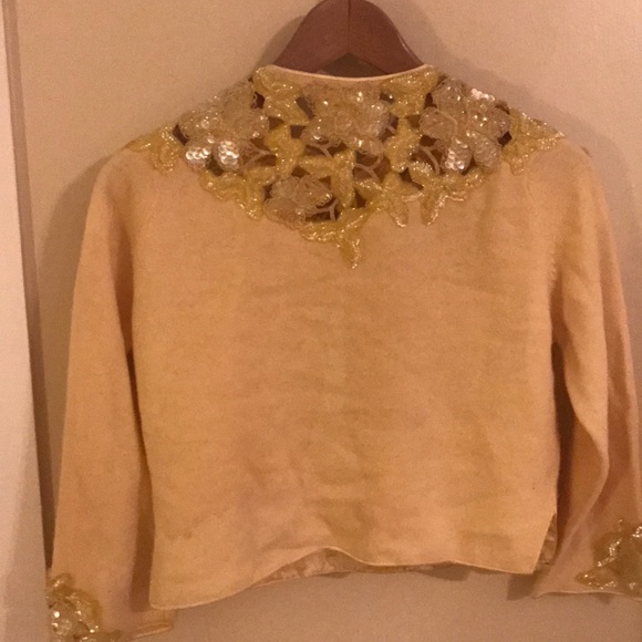 dora wong | Sweaters | Yellow Sequined Vintage Top | Poshmark